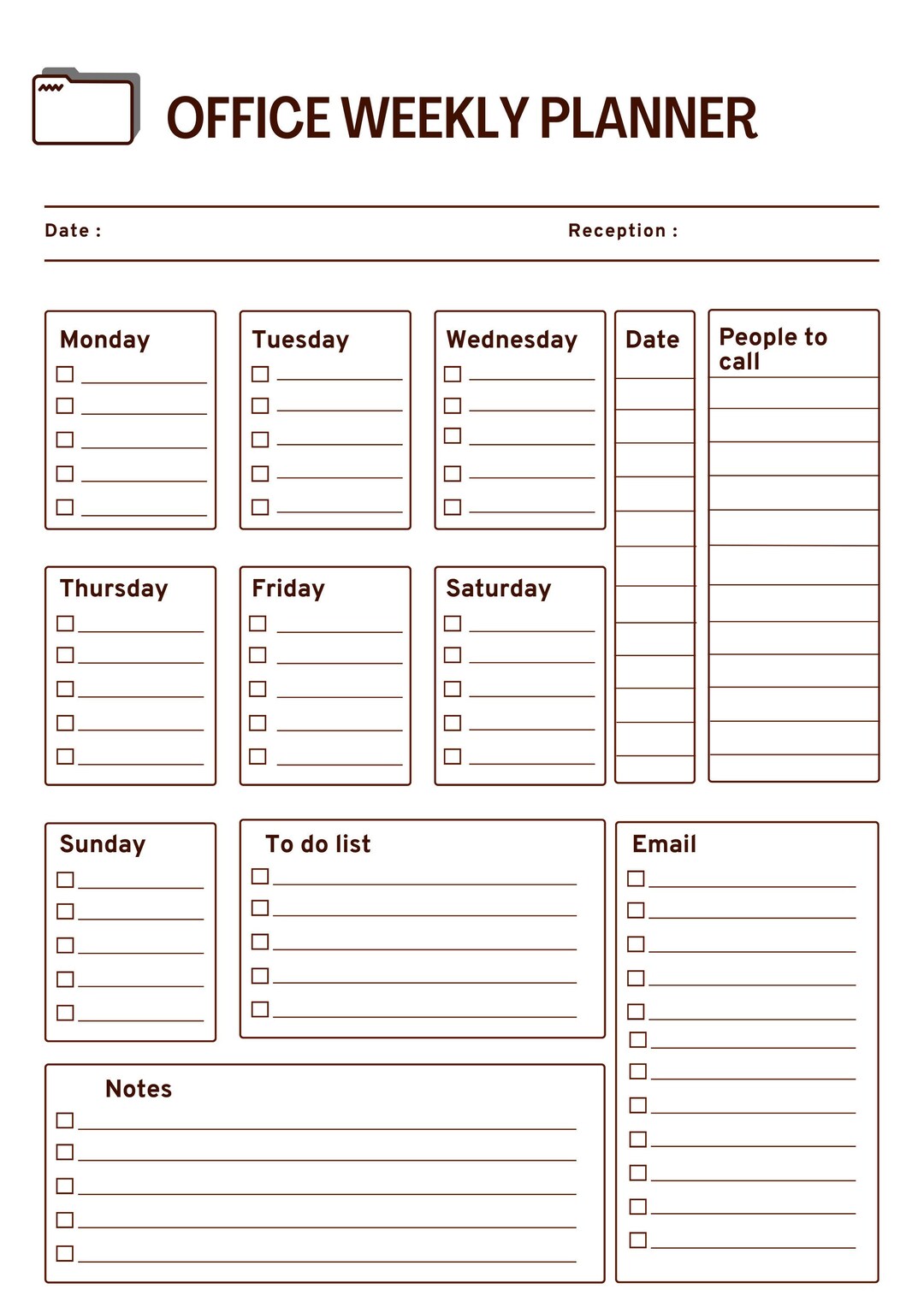Office Weekly Planner Instant Download Minimal Productivity - Etsy