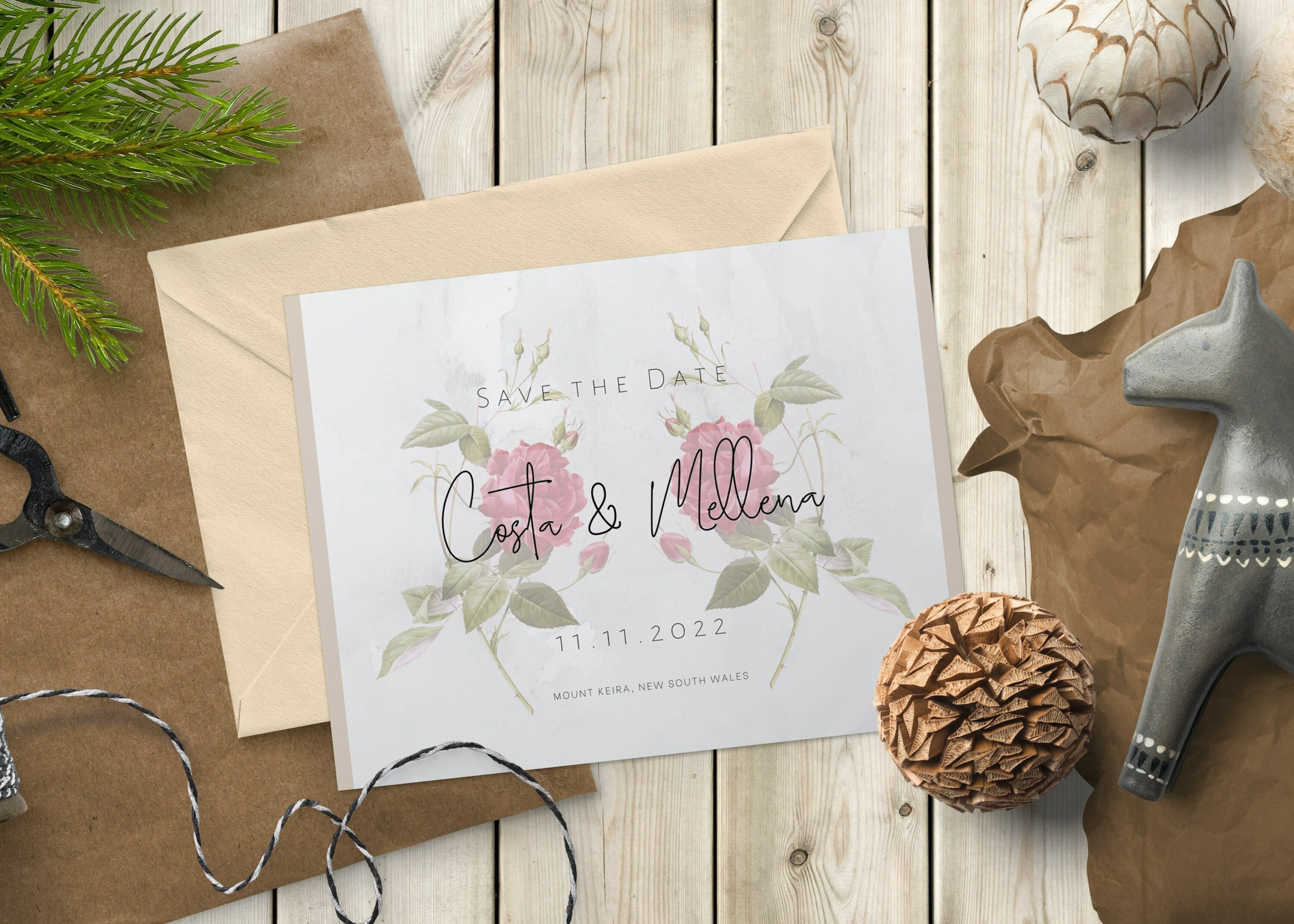Editable Wedding Template, Square Save the Date, DIY, Instant Download ...
