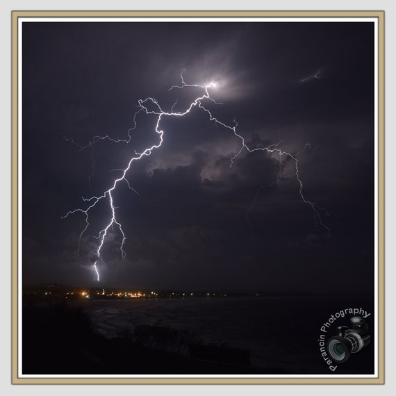 Close Lightning Strike Lightning Photo Digital Print Square - Etsy