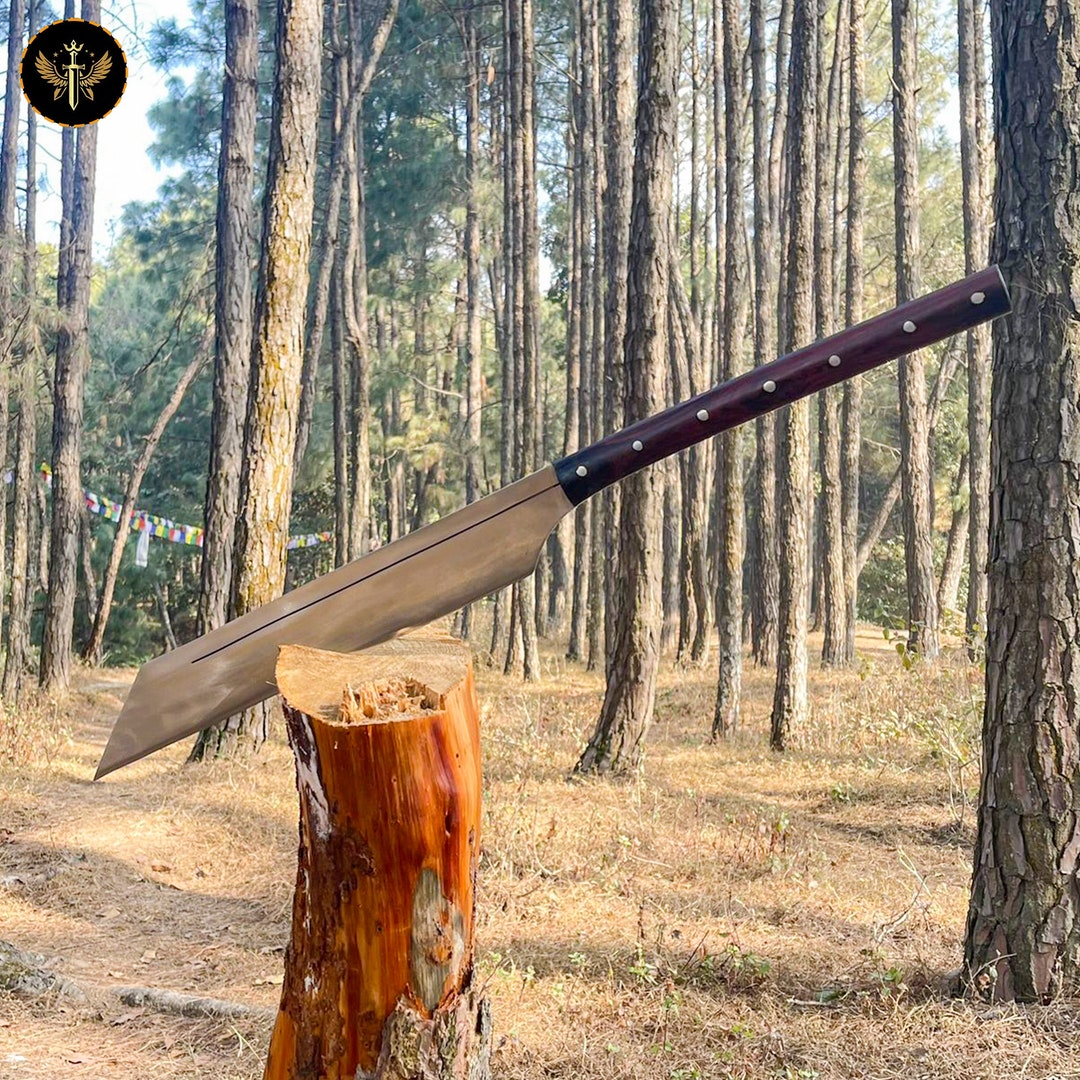 18 Inch Unique Two Handed Viking Machete With Leather Sheath ...