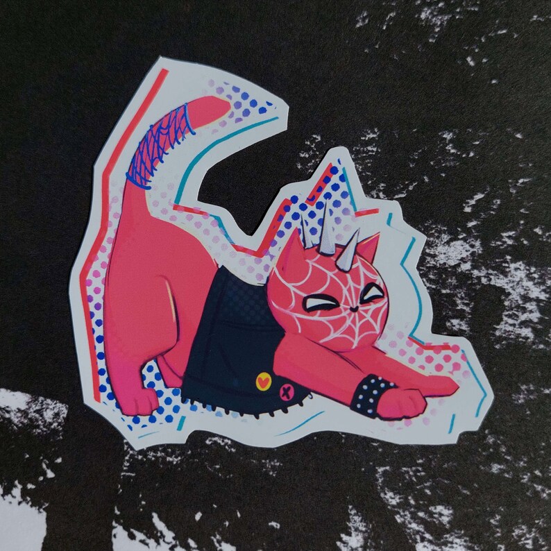 Spiderverse Cat Sticker Spiderpunk Spiderman 2099 Miguel O’hara Miles ...