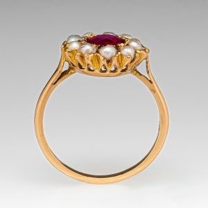 Ruby & Pearl Ring Victorian Seed Pearl Engagement Ruby Ring for ...