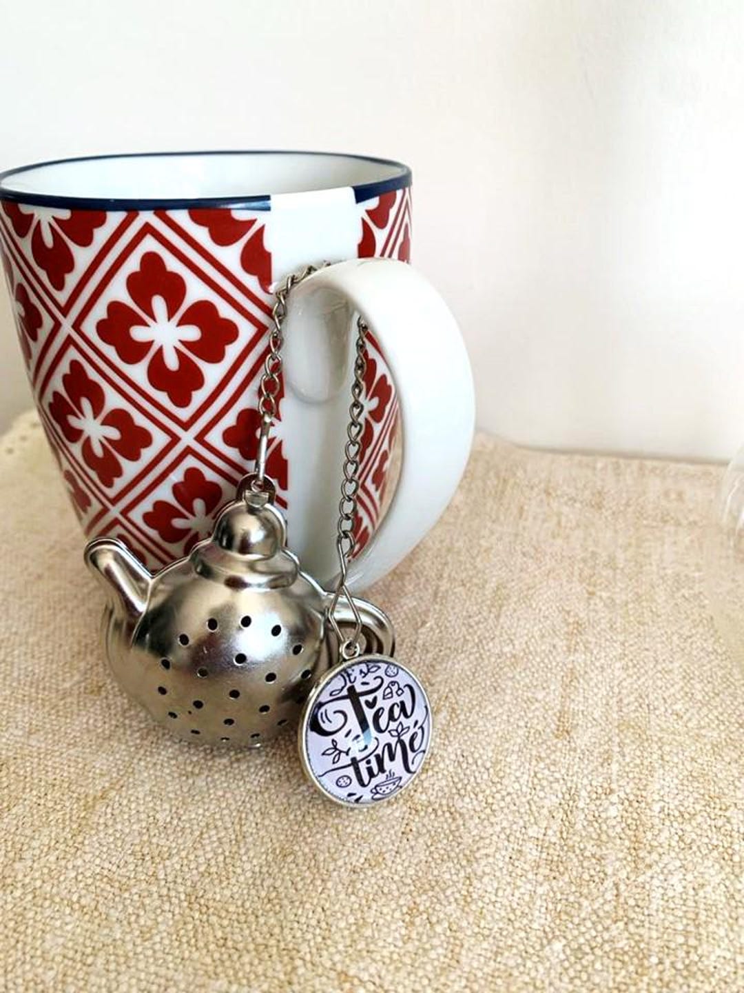 Tea Infuser, Tea Ball, Teapot Shape, With Glass Cabochon Pendant - Etsy