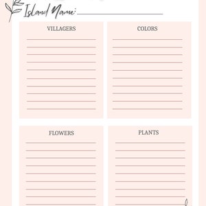 Animal Crossing Island Planner Template - Etsy