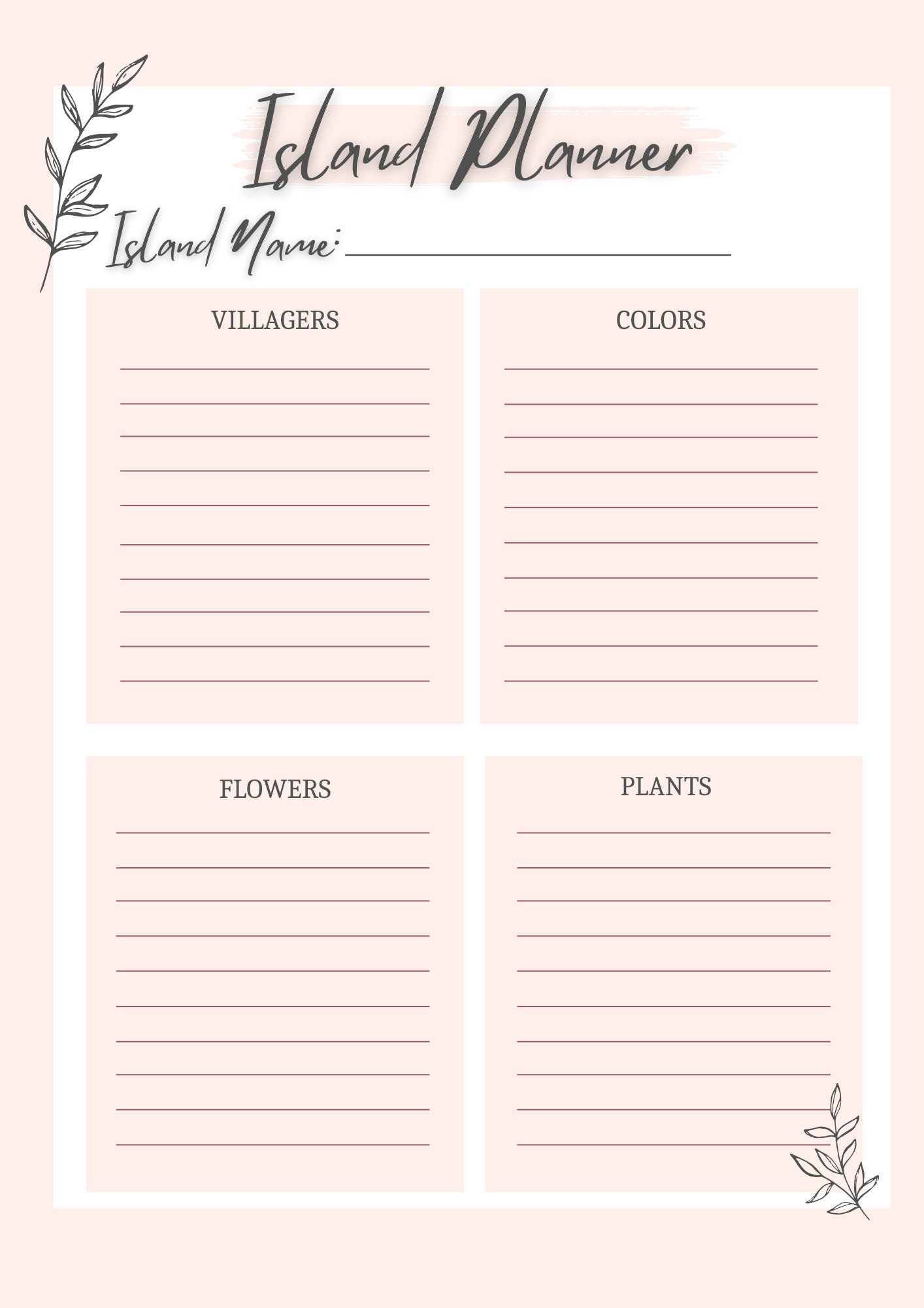 Animal Crossing Island Planner Template - Etsy
