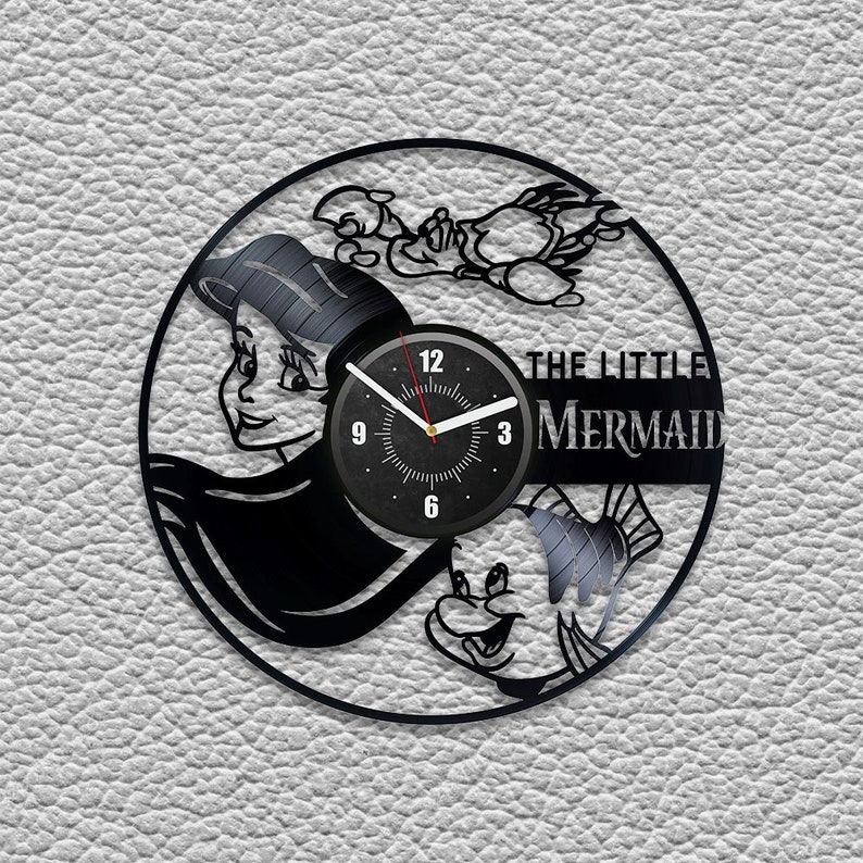Princess Ariel Vinyl Record Large Wall Clock Cartoon Decor for - Etsy