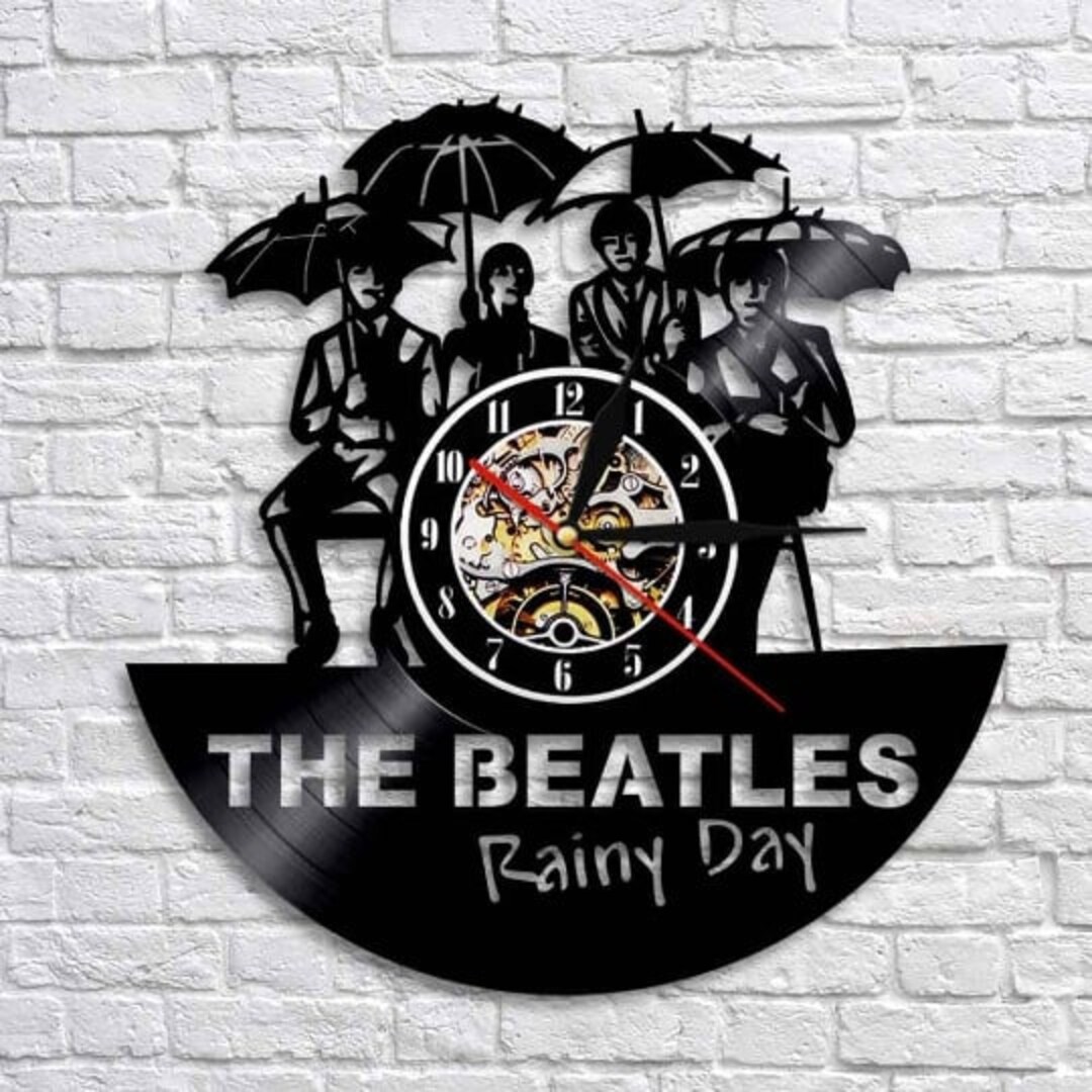 The Beatles Vinyl Record Wall Clock, Rainy Day Art, Rock Band Decor ...
