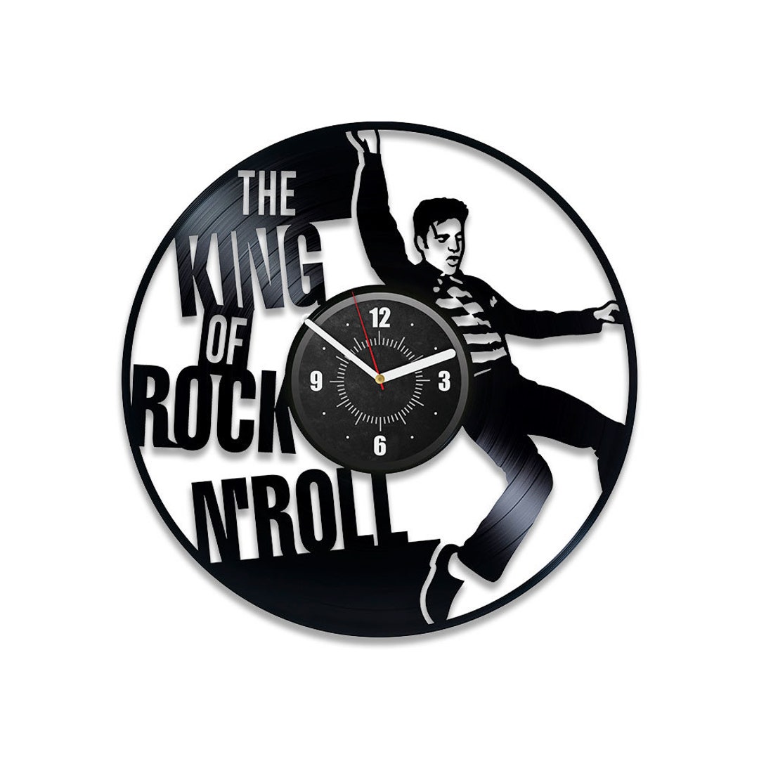 Rock N Roll King Vinyl Record Laser Cut Clock Music Legend Creative ...