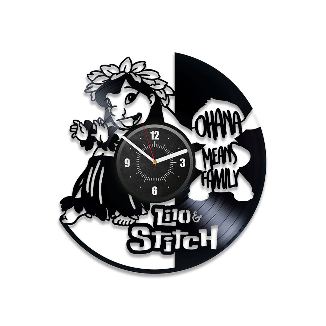 Lilo and Stitch Vinyl Record Silent Wall Clock Girls Room Decoration ...