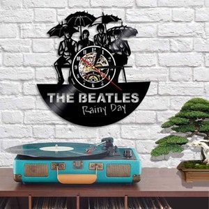 The Beatles Vinyl Record Wall Clock, Rainy Day Art, Rock Band Decor ...
