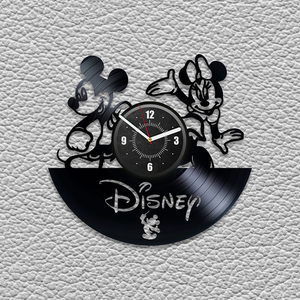 Mickey and Minnie Vinyl Record Handmade Clock Cartoon Wall Art Nursery ...