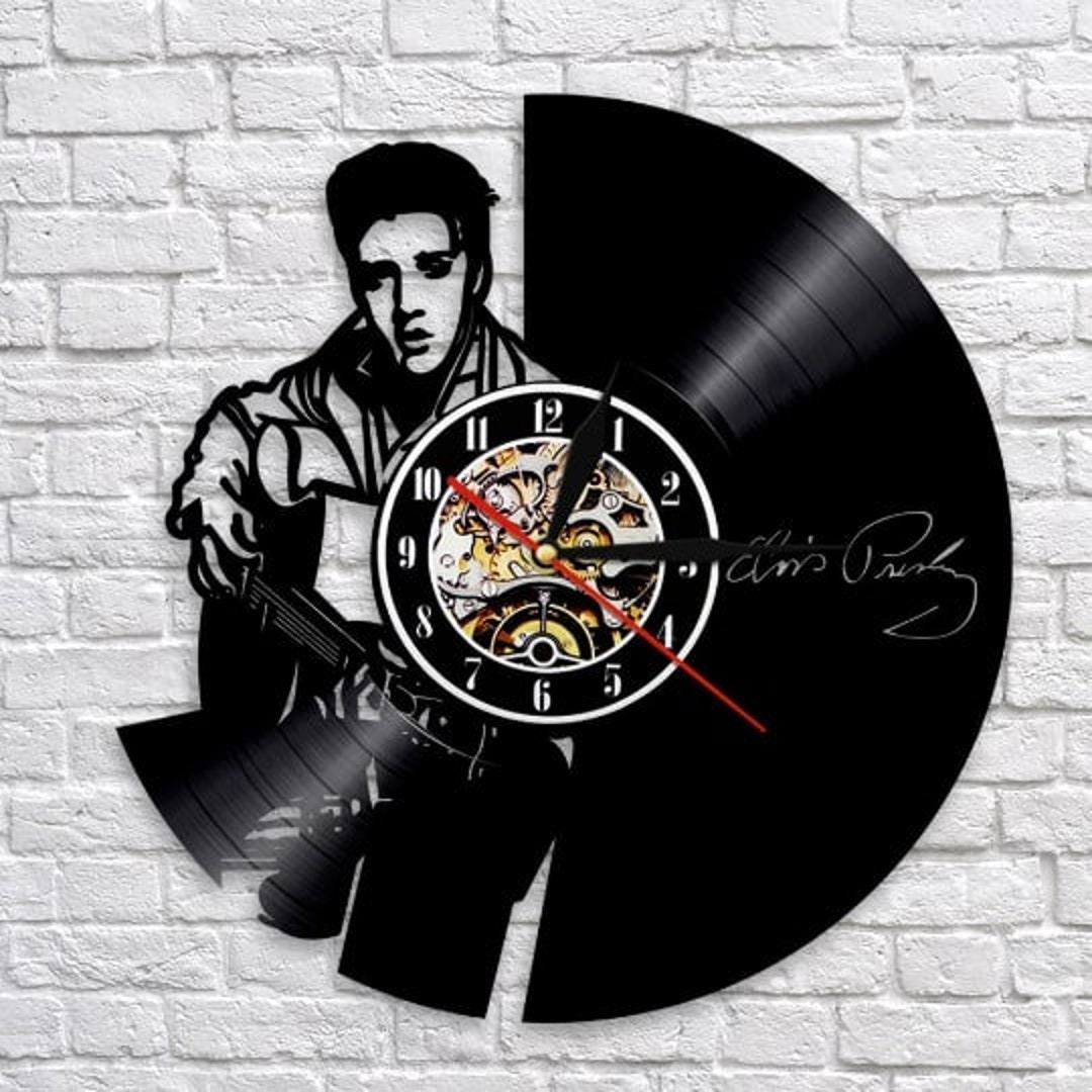 Elvis Presley Vinyl Record Clock, Guitar Player Gifts, Rock N Roll King ...