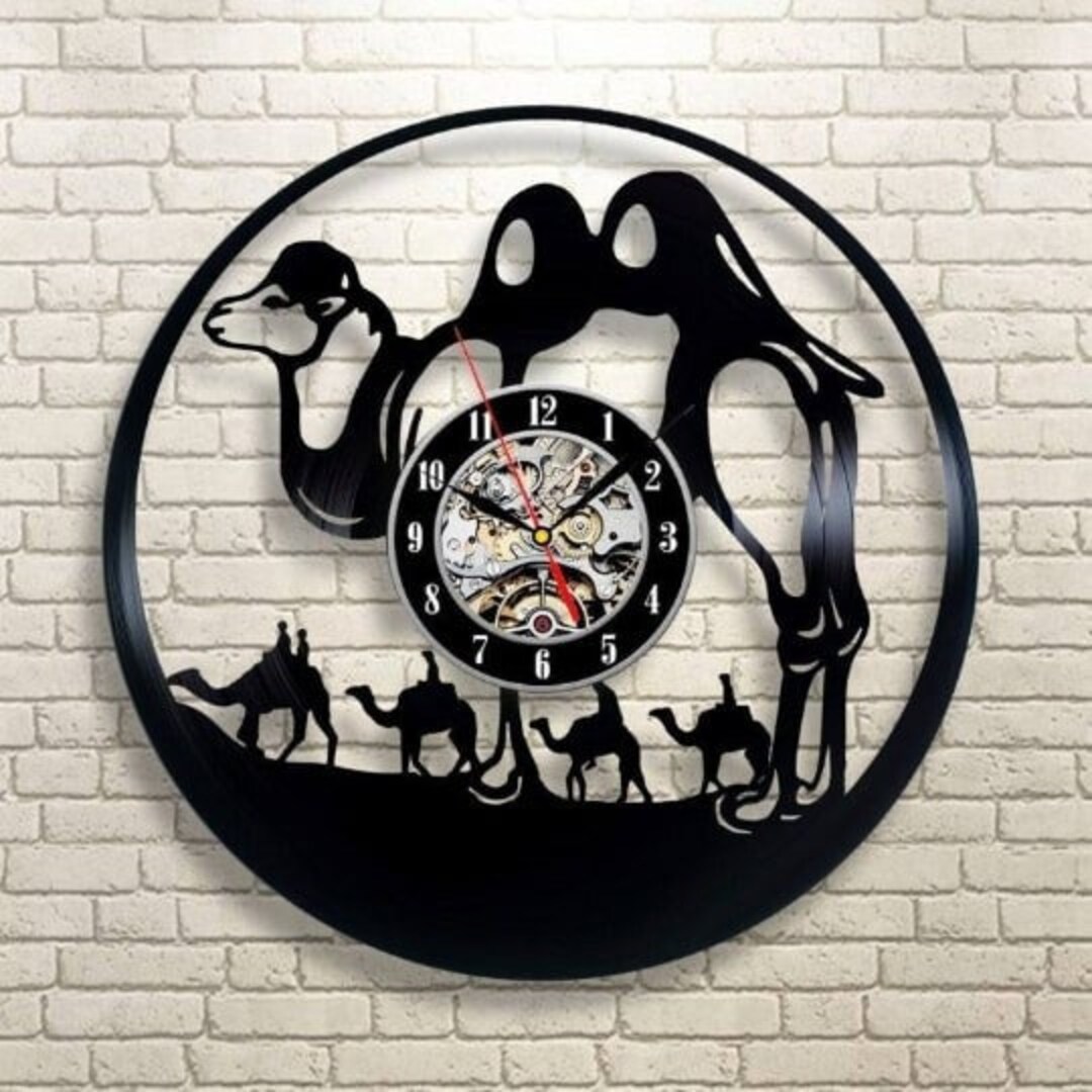 Camel Vinyl Record Clock, Sahara Desert Art, Office Wall Decor ...
