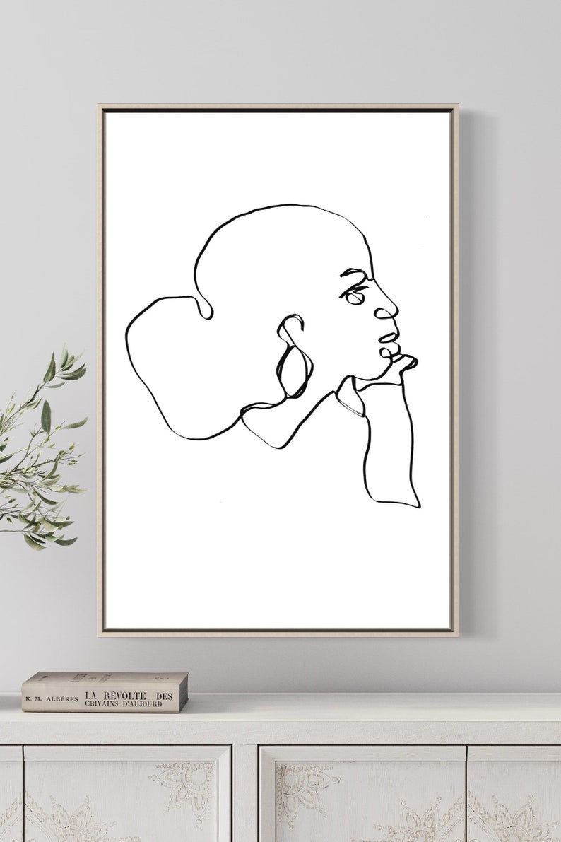 Lady Line Drawing Art, Instant Digital Download, Black and White Art ...