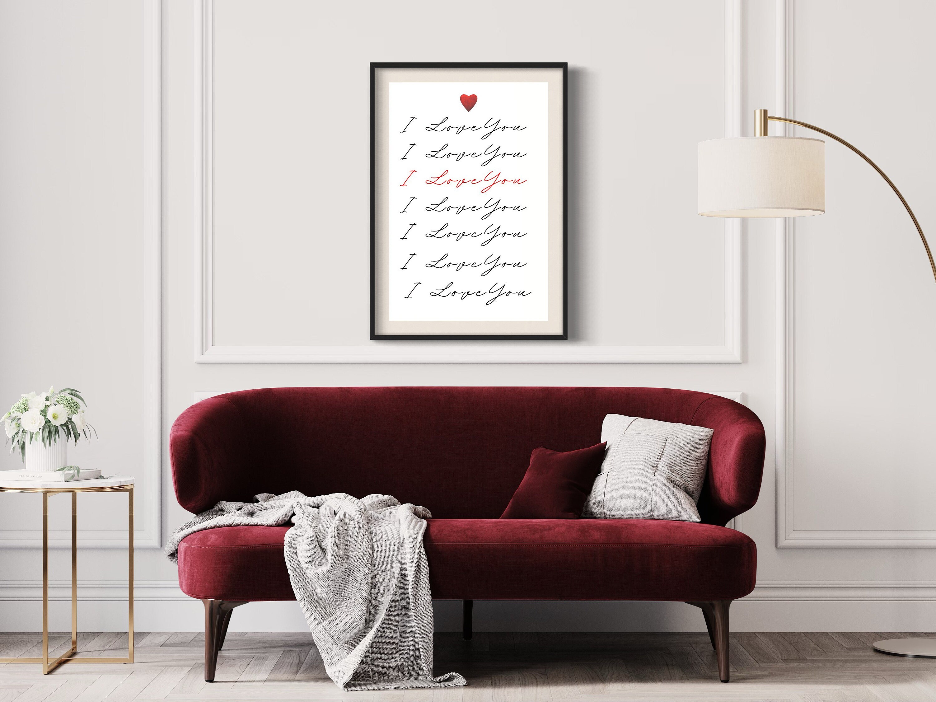 I Love You Script, Digital Download, Valentine's Day Decor, Love Wall ...