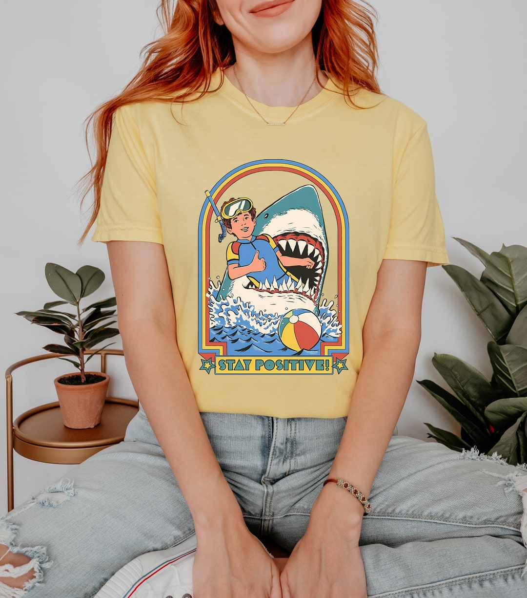 Stay Positive Shark Shirt, Funny Motivational Shirt, Funny Sarcastic ...