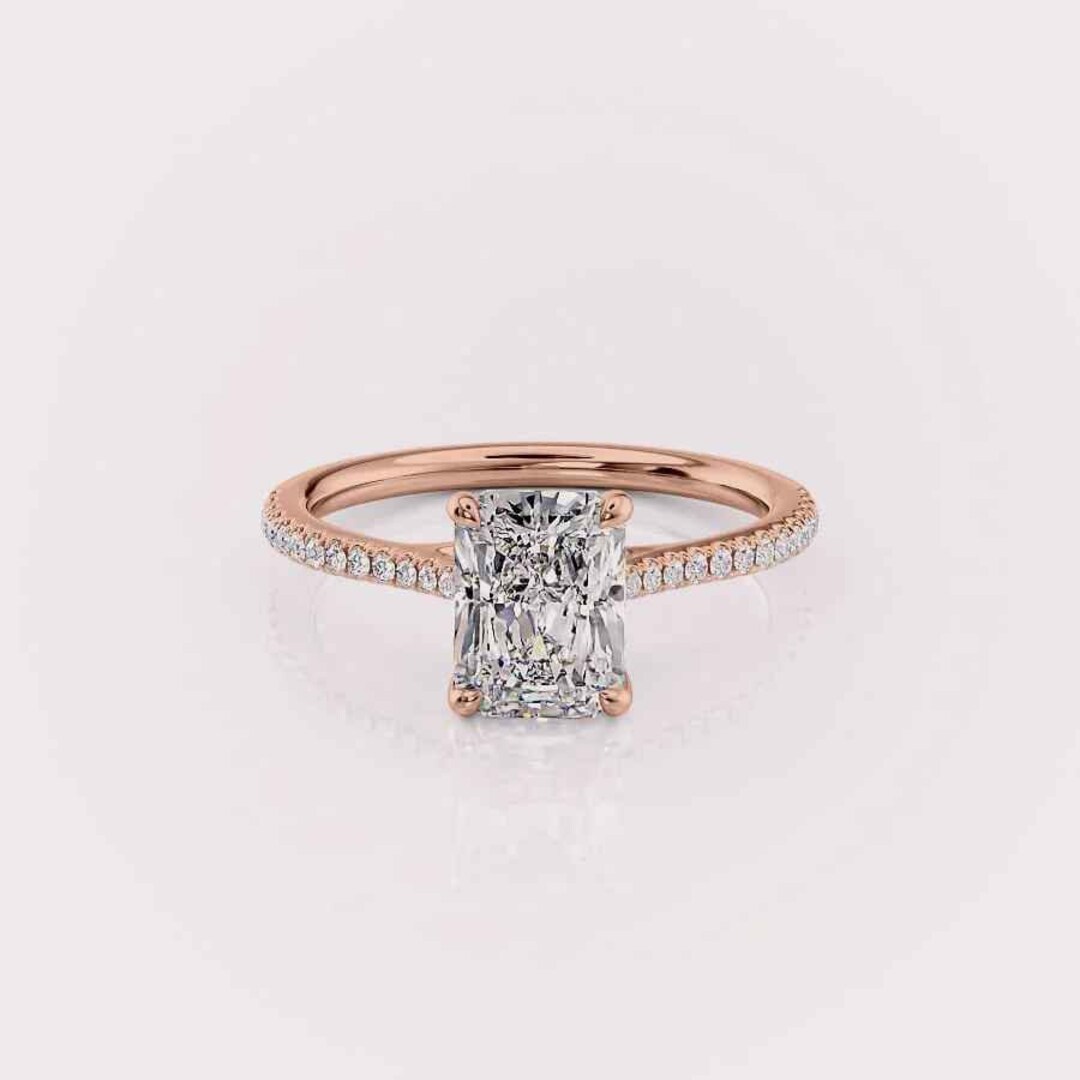 Radiant CVD Diamond Centre and Fishtail Pavé Diamond Band Engagement ...