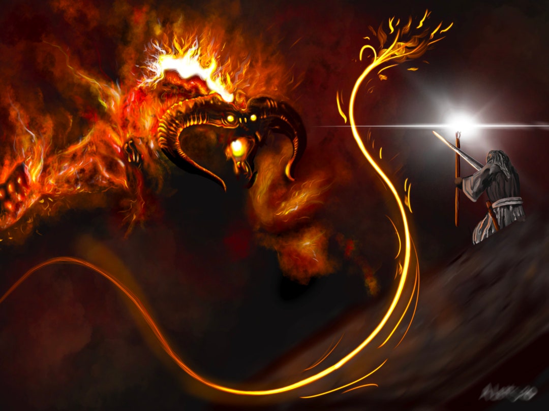 Gandalf Vs Balrog Digital Design Only Fantasy Art Wall Decor Lord of ...