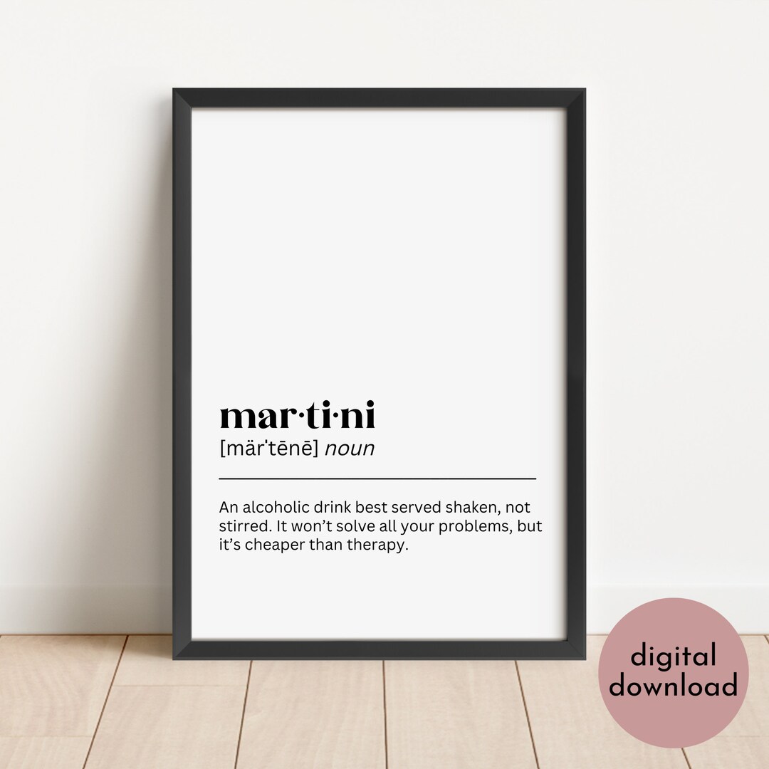 Martini Printable Wall Art Martini Definition Print Instant Download ...