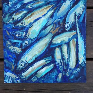 Sardines Original Oil Painting Fish Artwork - Etsy