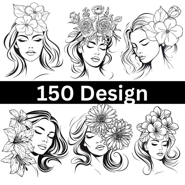 Line Art Woman Svg - Etsy