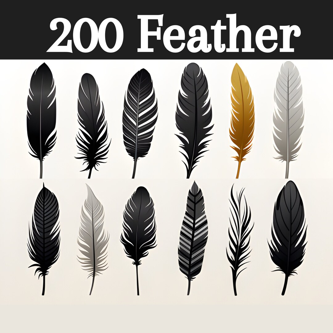 200 Feather SVG Bundle | Birds Feather Svg | Feather Png | Silhouette ...