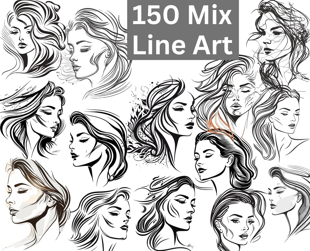 150 Line Art Women SVG Bundle Woman Flowers Svg Flowers - Etsy