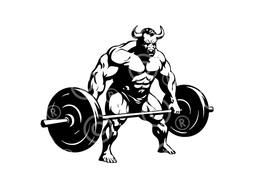 Bull Body Builder Svg | Weight Lifter Clipart | Muscle Man Cut File ...