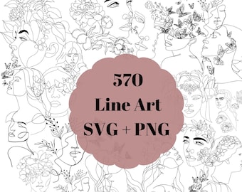 Line Art Woman Svg - Etsy