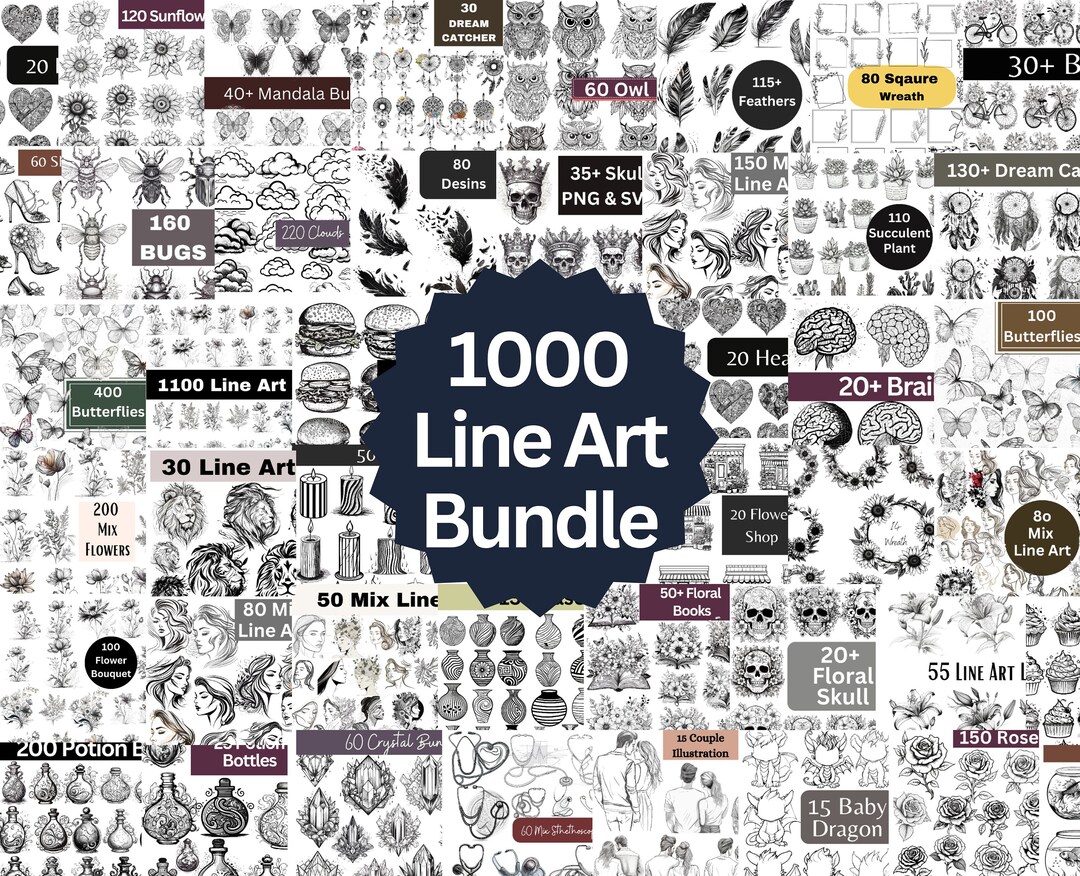 Line Art Bundle of 1000 | One Line Drawing | Minimalist | Wall Art ...