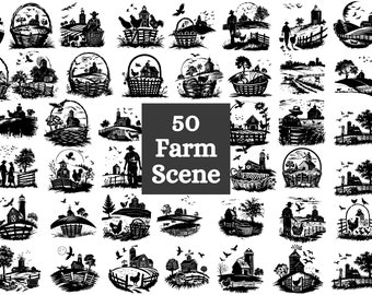 Farm Scene SVG Bundle, Farm Scene Dxf, Farm Scene Png, Farm Scene ...