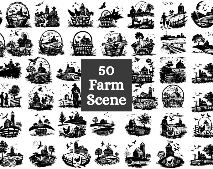Farm Scene SVG Bundle, Farm Scene Dxf, Farm Scene Png, Farm Scene ...