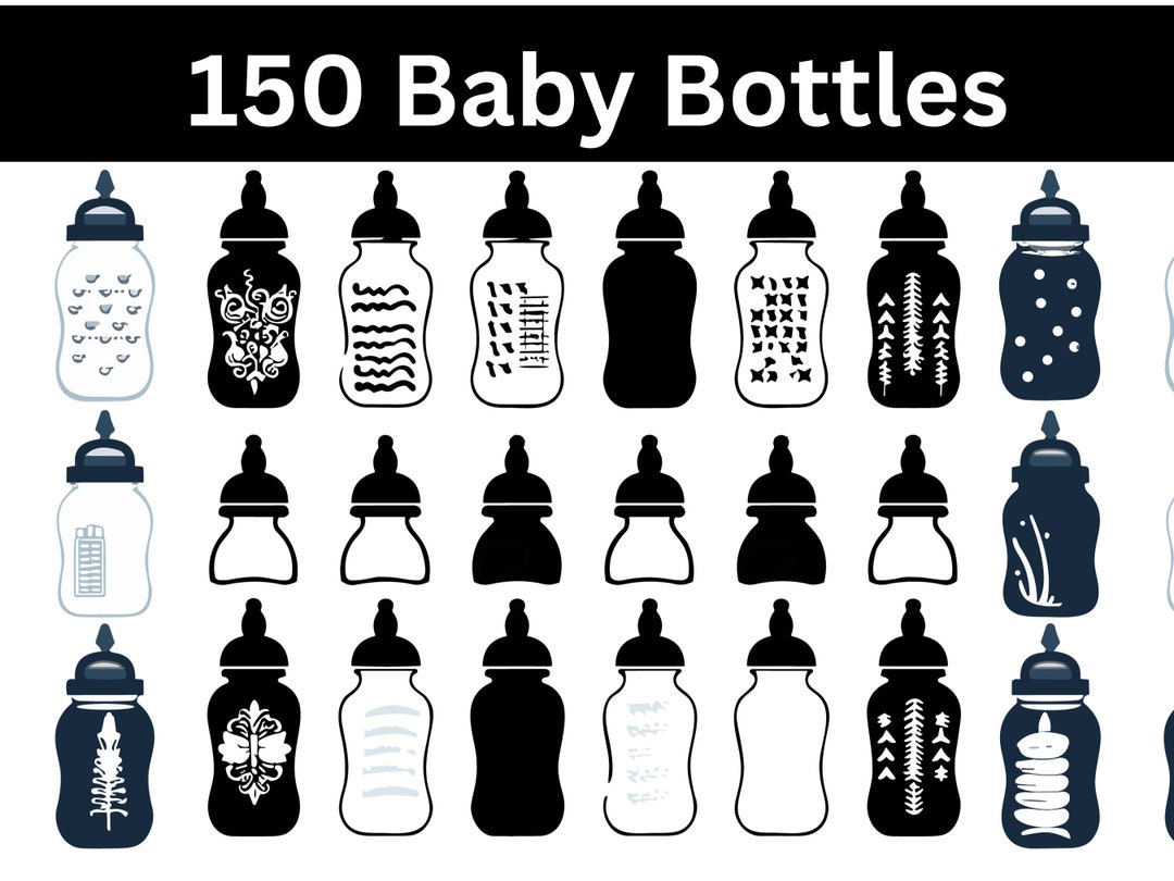 Baby Bottle SVG Files | Milk Bottle Silhouette Cut Files | Newborn SVG ...