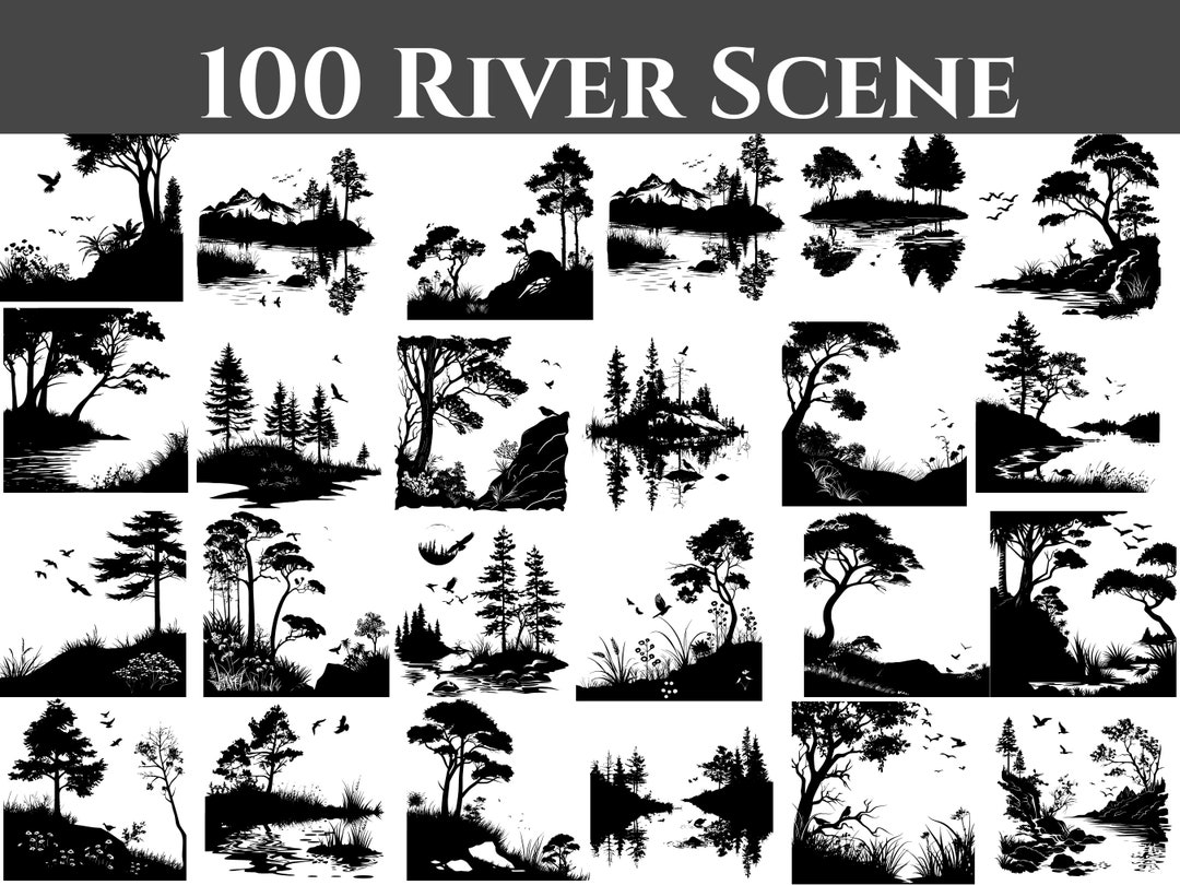 River Scene SVG Bundle, River Scene Dxf, River Scene Png, River Scene ...