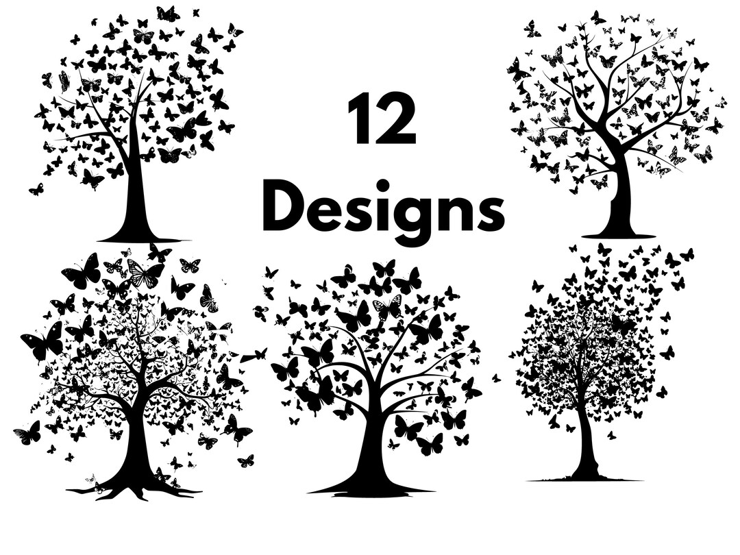 Butterfly Trees SVG, Tree Sticker, Tree Clipart, Tree Vinyl Decal, Svg ...