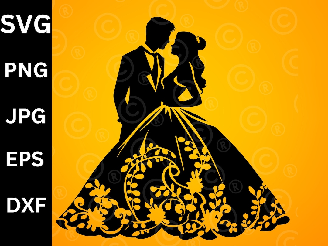 Bride and Groom Silhouette Vector (svg, Png, Jpg, Eps, Dxf) - Etsy