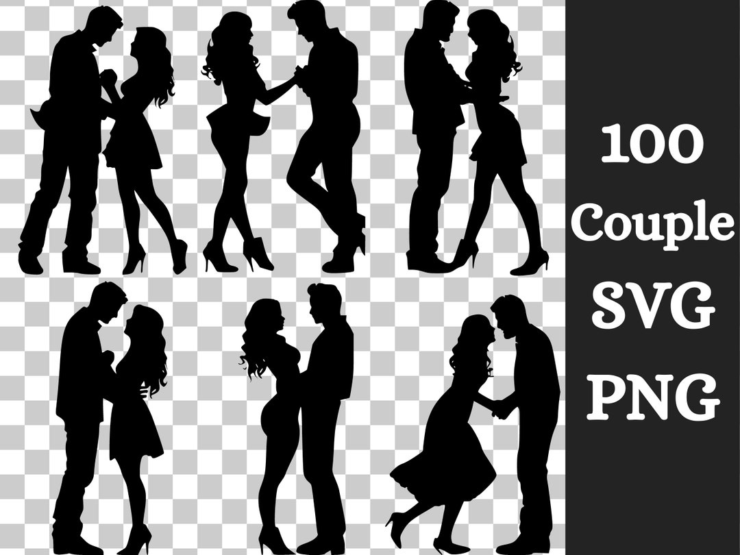 Couple Silhouette Svg, Relationship Svg, Lovers Silhouette, Romantic ...