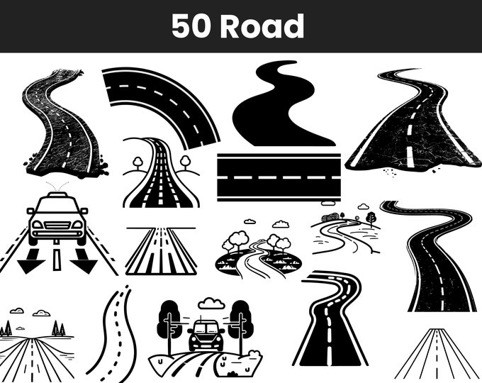 Road SVG, Road Clipart, Highway Svg, Road Silhouette, Asphalt Road Svg ...