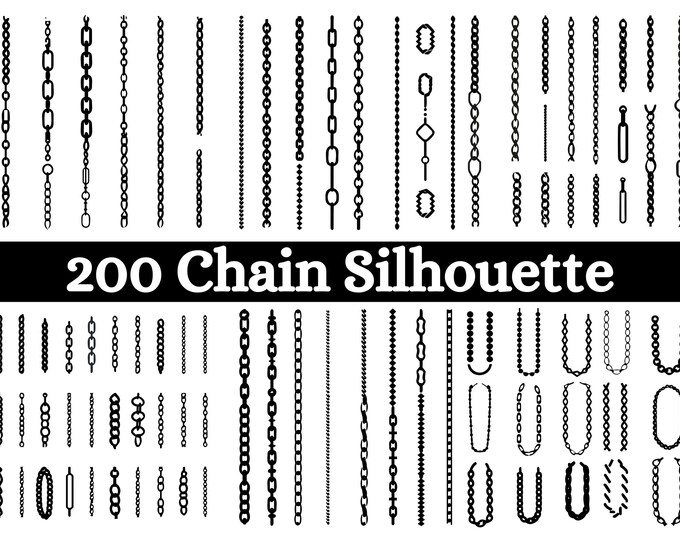 Chain SVG Files | Chain Outline Cut Files | Chain Silhouette SVG Vector ...