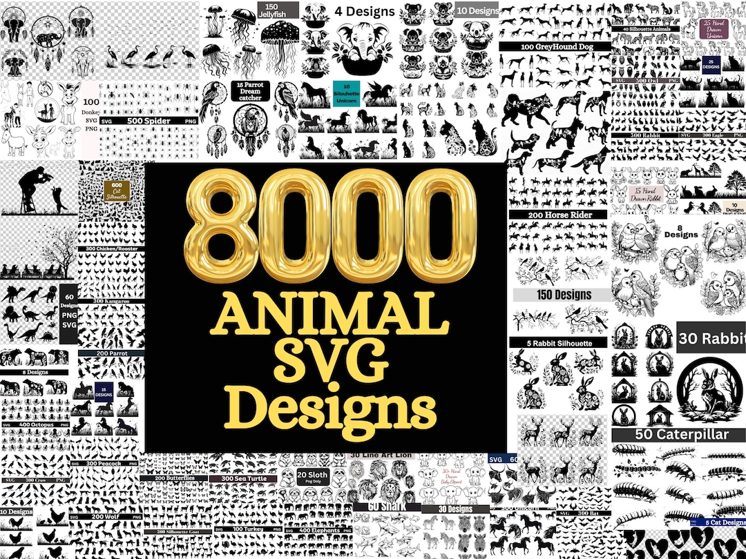 8000 Animals SVG, PNG Silhouettes Vectors ,svg, Png, AI Animal ...