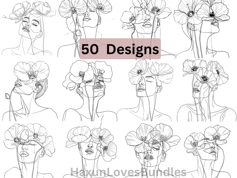 Paquete SVG de arte lineal / svg mínimo / Line Art mujer svg / svg ...