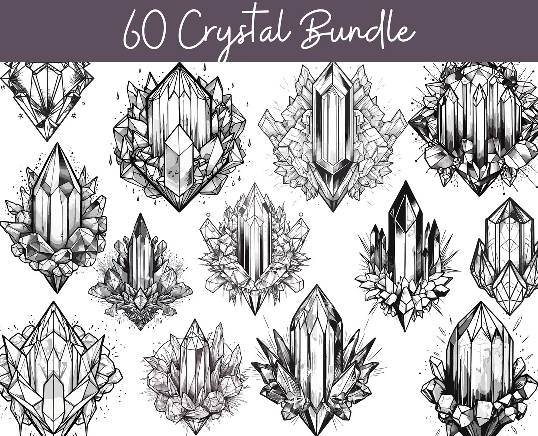 Crystal SVG Bundle Crystal Line Art Hand Drawn Crystals - Etsy