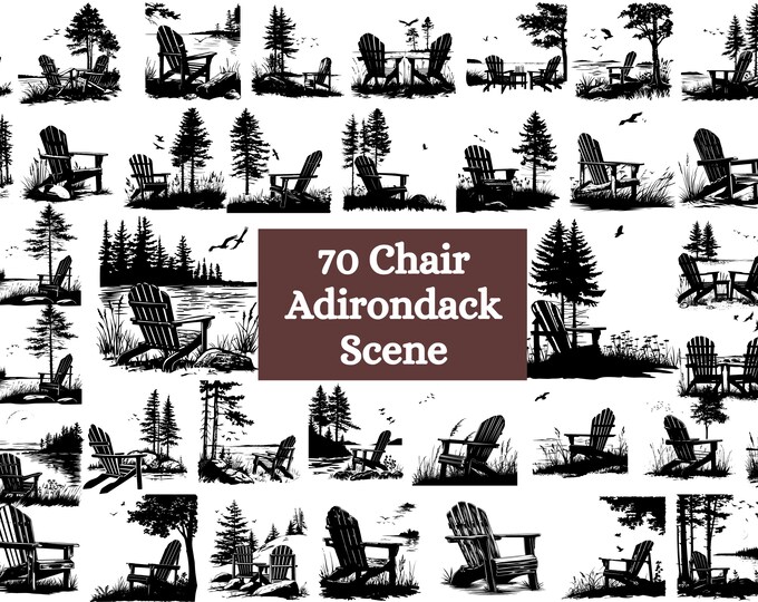 Lake Scene Adirondack Chair SVG, Adirondack Chair SVG Cut Table Design ...