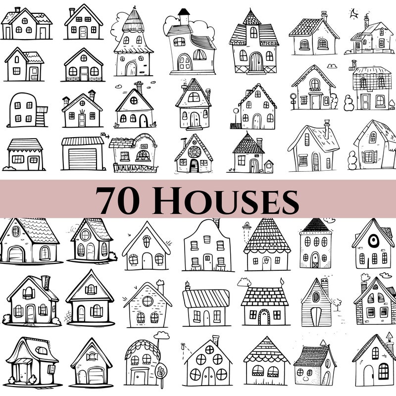 Little Houses Clipart - Etsy