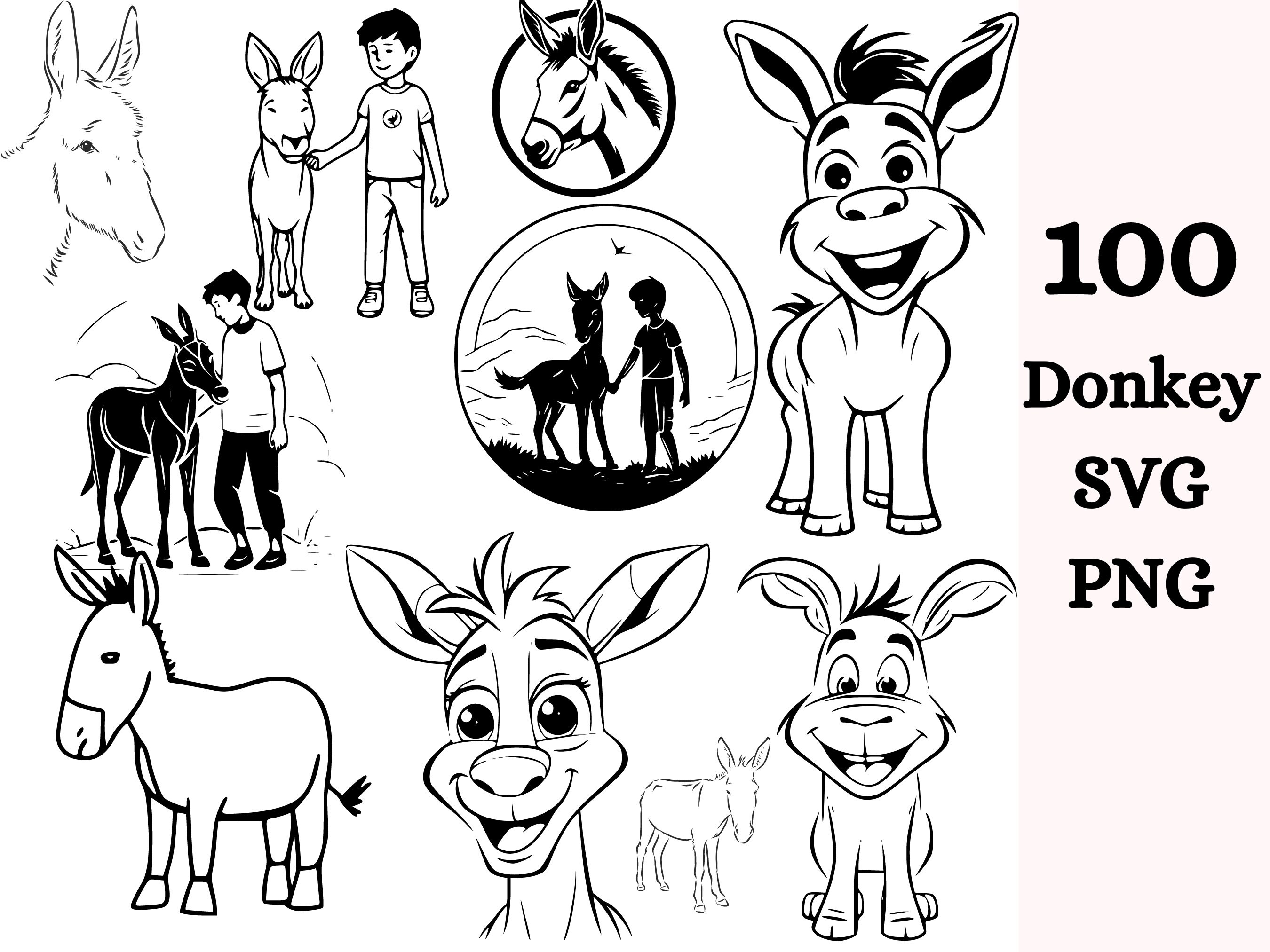 Donkey SVG Bundle, Donkey Svg, Donkey Png, Donkeys Svg Png, Donkey Cut ...
