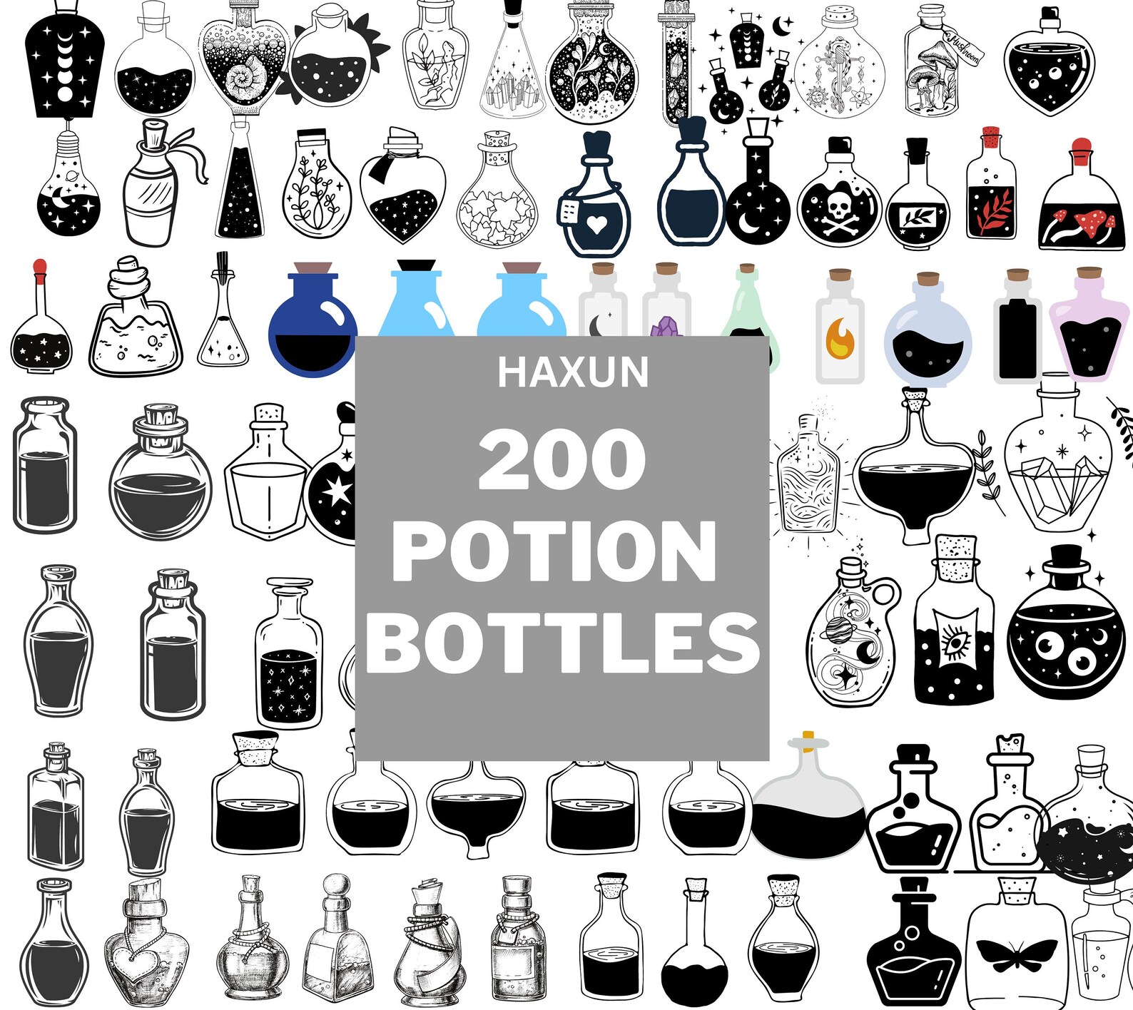 200 Potion Bottles Stamps Potion Bottles Stamps PNG - Etsy