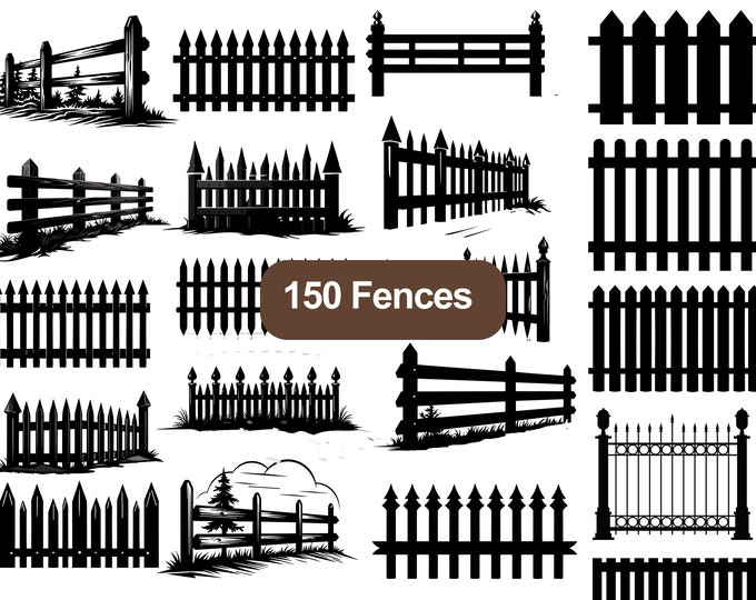 Fences Svg Bundle, Fences Svg, Iron Fences Svg, Fence Clipart, Wooden ...