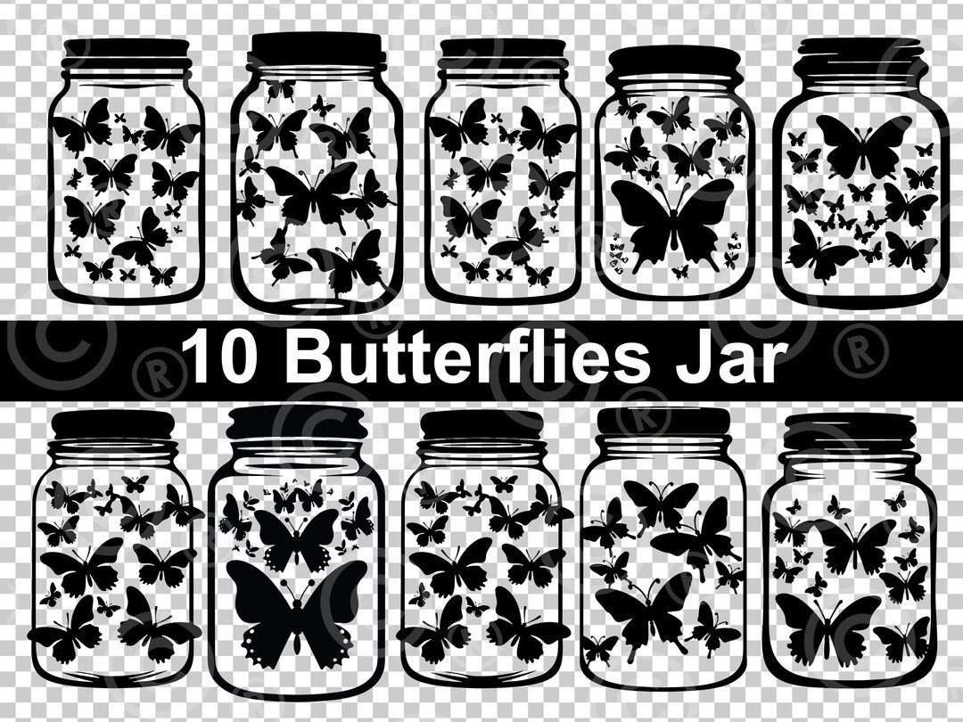 10 Silhouette Mason Jar SVG File, Mason Jar Cut File, Mason Jar With ...