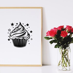 Adorable Cupcake Line Art Bundle, Sweet Desserts, Instant Download, Diy ...