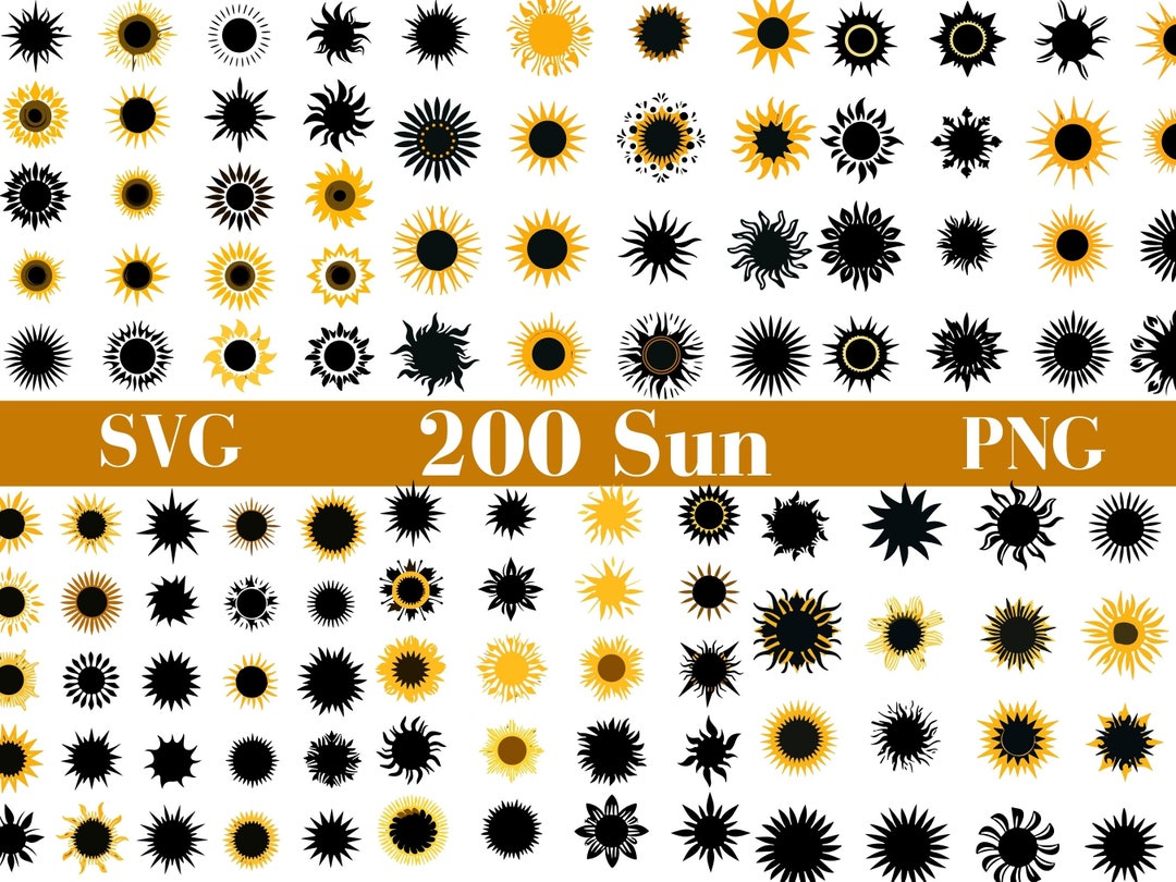 200 Sun Svg Files for Cricut, Sun Svg Bundle, Sun Png Dxf Pdf, Summer ...